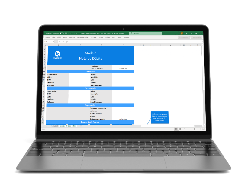 Modelo de Nota de Débito [Grátis] | VExpenses